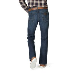 Bootcut-Jeans Wrangler "Jacksville", Herren, Gr. 33, Länge 34, blau (broken, arrow), Obermaterial: 99% Baumwolle, 1% Elasthan, bootcut fit lang, Jeans