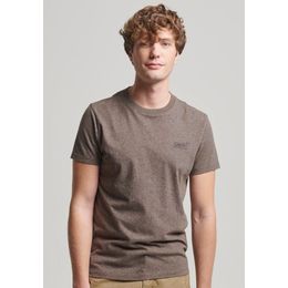Rundhalsshirt Superdry "ESSENTIAL LOGO EMB TEE", Herren, Gr. XL, braun (cocoa braun), Single Jersey, Obermaterial: 100% Baumwolle, unifarben, slim fit h&uuml;ftlang, Rundhals, Shirts Rundhalsshirt