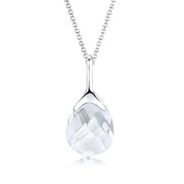 Kette mit Anh&auml;nger Elli "Bergkristall Tropfen Klassisch 925 Silber", wei&szlig;, Halsketten, Damen, 60,mit Steinen, Silber 925 (Sterlingsilber), L: 60