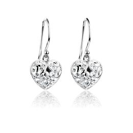 Paar Ohrh&auml;nger NENALINA "Herz Ohrh&auml;nger 925 Silber, mit Kristallen von Swarovski", silber, Ohrringe, Damen, onesize,mit Steinen, Silber 925 (Sterlingsilber)