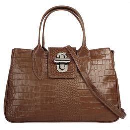 Henkeltasche CLUTY, Damen, Gr. B/H/T: 35cm x 23cm x 17cm onesize, braun (cognac), Leder, gl&auml;nzend, Taschen, echt Leder, Made in Italy