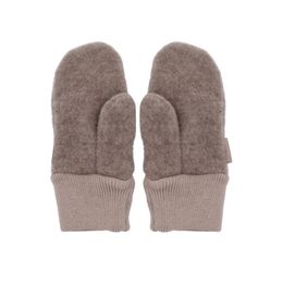 F&auml;ustlinge MaxiMo, M&auml;dchen, Gr. 1, braun (braun, meliert), Fleece, Wolle, meliert, unifarben, Handschuhe F&auml;ustlinge, Wollfleece, Strickb&uuml;ndchen, temperaturregulierend, schnell trocknend