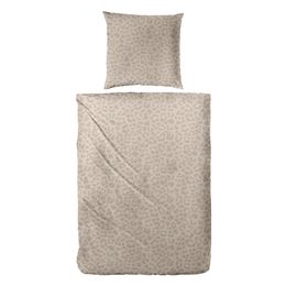 Bettw&auml;sche Primera "Biber-Bettw&auml;sche Leo", braun, B/L: 135cm x 200cm, 1 Stk., 1 Stk., Biber, B/L: 80cm x 80cm, 2 Stk., Biber, Obermaterial: 100% Baumwolle, Bettw&auml;sche, Bettw&auml;sche, mit dezentem Leo-Design