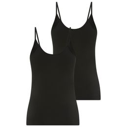 Spaghettitop YSABEL MORA, Damen, Gr. S, schwarz, Single Jersey, Obermaterial: 95% Baumwolle, 5% Elasthan, figurbetont h&uuml;ftlang, V-Ausschnitt, Tops, Baumwollmix, elastisch, atmungsaktiv, weich