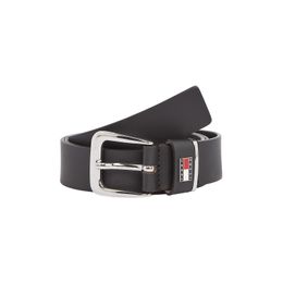 Lederg&uuml;rtel Tommy Jeans "TJW HERITAGE 3.0 cm breit", Herren, Gr. 100, schwarz, Rindsleder, unifarben, G&uuml;rtel Lederg&uuml;rtel, Einfachdornschlie&szlig;e, Metallpatch