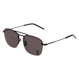 SAINT LAURENT SL 309 M | Unisex-Sonnenbrille | Fassung: Vollrand, Quadratisch, Metall, Schwarz Matt | Glasfarbe: Grau