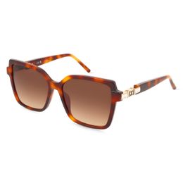 Escada SESF79S | Damen-Sonnenbrille | Fassung: Vollrand, Quadratisch, Kunststoff, Havanna Gl&auml;nzend | Glasfarbe: Braun Verlaufend