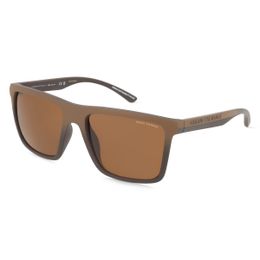 Emporio Armani 0AX4162SU | Herren-Sonnenbrille | Fassung: Vollrand, Quadratisch, Kunststoff, Braun Matt | Glasfarbe: Braun