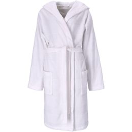 Unisex-Bademantel Vossen "Santiago, ideal für Sauna & Spa, Hotelbademantel, Morgenmantel" Gr. XS, weiß, L:109cm, Webfrottier, Hausmäntel