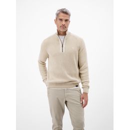 Troyer Lerros, Damen, Gr. XL, tender beige melange, Strick, Obermaterial: 100% Baumwolle, unifarben, regular fit h&uuml;ftbedeckend, Rundhals, Flachstrickb&uuml;ndchen, Pullover Troyer, mit sportiver Struktur