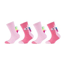 Socken Camano "COSY FANCY APPLICATION SOCKS", Damen, Gr. 27-30, rosa (shocking pink), Elasthan, Polyester, unifarben, Socken Socken, mit elastischem Bund