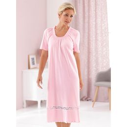 wäschepur Nachthemd WÄSCHEPUR "Nachthemd", Damen, Gr. 40/42, Normalgrößen, rosa (hellrosé), 50% Baumwolle, 50% Modal, unifarben, Kleider Nachthemd