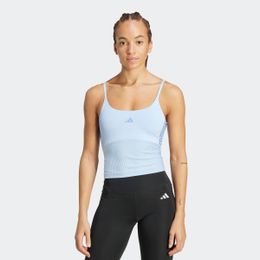 Damen Tanktop "HYG RIB TANK"glow blau, blau fusion, Gr. XL, adidas Performance, Obermaterial: 88% Polyester, 12% Elasthan, Tops