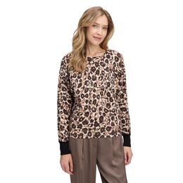 Strickpullover Betty Barclay "Damen mit Jacquard", Damen, Gr. 36, beige (taupe, beige), Strick, Obermaterial: 86% Baumwolle, 14% Polyester, figurumspielend normal, Rundhals, Pullover Strickpullover