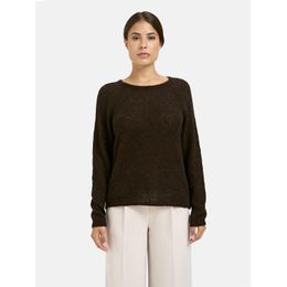 Rundhalspullover Milano Italy, Damen, Gr. L, mocca, Material: 30% Polyacryl, 29% Polyamid, 22% Alpaka, 14% Poyester, 5% Wolle, unifarben, regular fit normal, Rundhals, Raglan&auml;rmel Rippb&uuml;ndchen, Pullover Rundhalspullover, aus Feinstrick