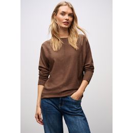 Strickpullover Street One, Damen, Gr. 34, hazelnut braun meliert, Strick, Obermaterial: 30% Polyester, 29% Polyacryl, 21% Viskose, 20% Nylon, unifarben, bequem h&uuml;ftbedeckend, U-Boot-Ausschnitt, Pullover Strickpullover, Dolman, mit U-Boot-Ausschnitt
