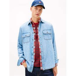 Jeanshemd Tommy Jeans "TJM DENIM RELAXED FIT", Herren, Gr. 4XL, N-Gr, denim medium, Denim/Jeans, Obermaterial: 100% Baumwolle, relaxed fit, Manschette, Hemden Jeanshemd
