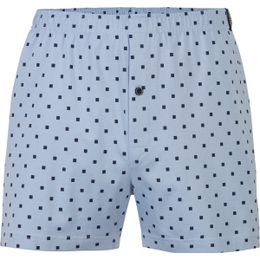 Herren Boxershorts bleu-bedruckt + marine-kariert, Größe 9