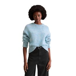 Marc O'Polo Damen Strickpullover "aus weichem Wolle-Mix"medium blau, Gr. XL, MARC O'POLO DENIM, unifarben, Obermaterial: 80% Wolle (Schafwolle), 20% Polyamid,