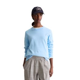 Marc O'Polo Strickpullover MARC O'POLO DENIM "aus Soft Cotton Stretch", Damen, Gr. L, light blau melange, Obermaterial: 58% Baumwolle, 25% Polyamid, 17% Polyester, unifarben, Rundhals, Pullover Strickpullover