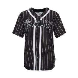 T-Shirt Karl Kani "Karl Kani Herren", Damen, Gr. XS, schwarz, sanftes wei&szlig;, 100% Polyester (Recycelt), gestreift, normal, V-Ausschnitt, Shirts T-Shirt