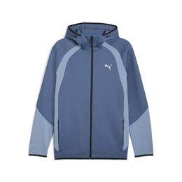 Sweatjacke Puma "Evostripe Hoodie Herren", Herren, Gr. M, blau (schwarz indigo blau), Obermaterial: 77% Baumwolle, 23% Polyester; Taschenfutter: 100% Baumwolle; Einsatz: 20% Polyester, 80% Baumwolle, Sweatjacken Sweatjacke