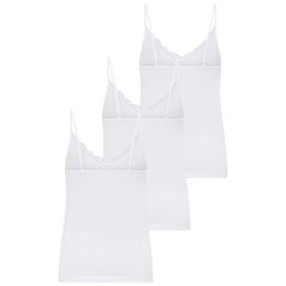Unterhemd YSABEL MORA "BASIC COLLECTION COTTON WITH LACE", Damen, Gr. L, N-Gr, wei&szlig;, Single Jersey, Obermaterial: 95% Baumwolle, 5% Elasthan, unifarben, figurbetont, V-Ausschnitt, Unterhemden Unterhemd, das perfekte Basic-Top f&uuml;r jeden Tag