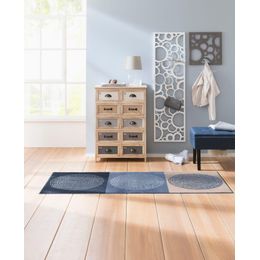 Fu&szlig;matte Salonloewe Gr. 6, blau (blau, beige), B:75cm H:7mm L:190cm, Kunstfaser, Polyamid, Teppiche, Fu&szlig;matte
