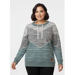 sheego Gro&szlig;e Gr&ouml;&szlig;en Sweatshirt mit variierbarem Rundhals-Ausschnitt, jade-ecru, Gr&ouml;&szlig;e 52 - Damen