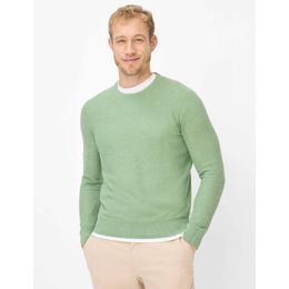 Rundhalspullover Brax "Style RICK", Herren, Gr. M (50), graugr&uuml;n, Strick, 44% Baumwolle, 36% Leinen, 20% Polyester, Rundhals, Pullover Rundhalspullover
