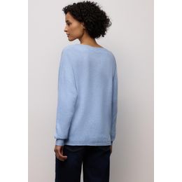 Strickpullover Street One, Damen, Gr. 34, frosted blau meliert, Web;Feinstrick;Grobstrick, 37% Baumwolle, 34% Polyacryl, 26% Polyester, 3% Elasthan, unifarben, regular fit normal, U-Boot-Ausschnitt, B&uuml;ndchen, Pullover Strickpullover