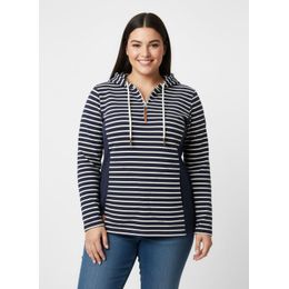 sheego Gro&szlig;e Gr&ouml;&szlig;en Kapuzensweatshirt mit 2 Nahttaschen, marine-ecru-geringelt, Gr&ouml;&szlig;e 54 - Damen