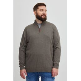 Strickpullover Blend "BHRobin Big & Tall", Jungen, Gr. 3XL, zink mix, Feinstrick, 50% Baumwolle, 50% Polyacryl, unifarben, regular fit normal, ohne Ausschnitt, eingesetzt, Pullover Strickpullover, Strickpullover mit Leder-Patch