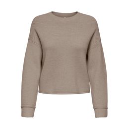 Strickpullover Only "ONLIBI LS RIB LOOSE PULLOVER CC KNT", Damen, Gr. S, mocha meringue detail:melange, Strick, Obermaterial: 50% Viskose, 27% Nylon, 23% Polyester, meliert, relaxed fit normal, Rundhals, Rippbündchen, Pullover Strickpullover
