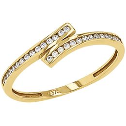 Fingerring Amor "2036934/-35/-36/-37/-7402" Gr. 58, gold (gelbgoldfarben, kristallweiß), Fingerringe, Damen, 58, Gelbgold 375, 1,4mm, Fingerring, mit Zirkonia (synth.)