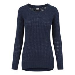 Rundhalspullover Urban Classics "Urban Classics Damen Ladies Long Wideneck Sweater", Damen, Gr. S, navy, 100% Polyacryl, unifarben, normal, Balconnet, Pullover Rundhalspullover