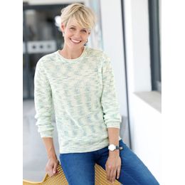 Rundhalspullover Classic Basics "Rundhals-Pullover", Damen, Gr. 38, pistazie, ecru, gemustert, 100% Polyacryl, gemustert, mehrfarbig, meliert, Pullover Rundhalspullover