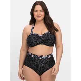 Bikini-Hose sheego, Damen, Gr. 58, Normalgr&ouml;&szlig;en, schwarz (schwarz gepunktet), Polyamid, Badehosen Bikini-Hose