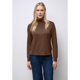 Rollkragenpullover Street One, Damen, Gr. 42, hazelnut braun meliert, Stoff, 71% Viskose, 29% Nylon, unifarben, normal normal, hoch geschlossener Ausschnitt, elastischer Bund, Pullover Rollkragenpullover, Feinstrick