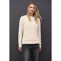 Rundhalspullover Street One, Damen, Gr. 36, soft beige, Strick, Obermaterial: 52% Polyester, 29% Baumwolle, 19% Polyacryl, unifarben, bequem hüftbedeckend, Rundhals, Flachstrickbündchen, Pullover Rundhalspullover
