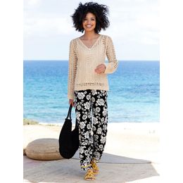Strickpullover Heine "Pullover", Damen, Gr. 36, beige, 100% Baumwolle, unifarben, Pullover Strickpullover