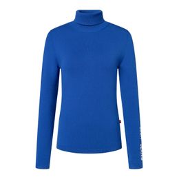 JOOP! Strickpullover JOOP JEANS "Kaisha", Damen, Gr. L, medium blau, Strick, Obermaterial: 100% Nylon, clean, unifarben, regular fit normal, Rundhals, eingesetzt Rippstrickb&uuml;ndchen, Pullover Strickpullover, mit Rollkragen