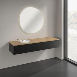 Villeroy & Boch Villeroy und Boch Antao Sideboard K42001PD 160x26,8x50cm, Waschbeckenplattenfarbe honey oak, black matt lacquer