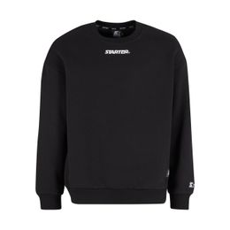 Rundhalspullover STARTER Black Label "Starter Black Label Starter Small Logo Essential Crew", Damen, Gr. M, schwarz, 75% Baumwolle, 20% Polyester, 5% Viskose, mehrfarbig, normal, Rundhals, Pullover Rundhalspullover