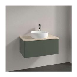 Villeroy & Boch Villeroy und Boch Antao Waschtisch-Unterschrank L30013HL mit Beleuchtung, 1 Auszug, 800 x 360 x 500 mm, Front ohne Struktur, Leaf Green Matt Lacquer / Botticino