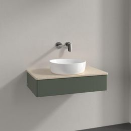 Villeroy & Boch Villeroy und Boch Antao Waschtisch-Unterschrank K08013HL 80x19x50cm, Waschbeckenplattenfarbe botticino, leaf green matt lacquer
