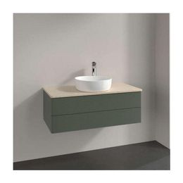 Villeroy & Boch Villeroy und Boch Antao Waschtisch-Unterschrank K20153HL 100x36x50cm, Hahnloch, Waschbeckenplattenfarbe botticino, leaf green matt lacquer