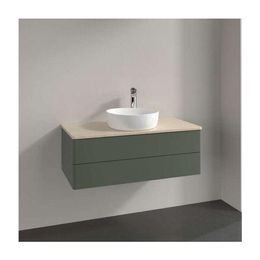 Villeroy & Boch Villeroy und Boch Antao Waschtisch-Unterschrank L20053HL 100x36x50cm, Hahnloch, Waschbeckenplattenfarbe botticino, leaf green matt lacquer