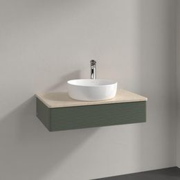 Villeroy & Boch Villeroy und Boch Antao Waschtisch-Unterschrank K08153HL 80x19x50cm, Hahnloch, Waschbeckenplattenfarbe botticino, leaf green matt lacquer