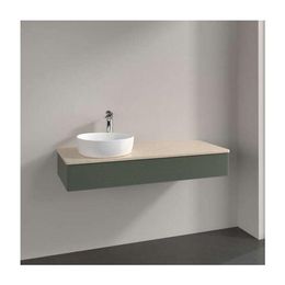 Villeroy & Boch Villeroy und Boch Antao Waschtisch-Unterschrank L11113HL mit Beleuchtung, 1 Auszug, 1200 x 190 x 500 mm, Front mit Struktur, Leaf Green Matt Lacquer / Botticino